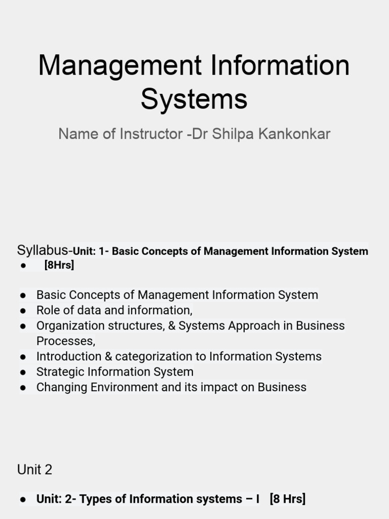 MIS - Class 1 | Download Free PDF | Information System | Knowledge