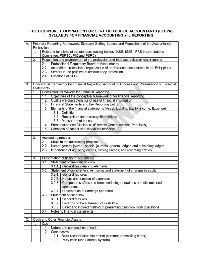 LECPA Financial Accounting Syllabus | PDF | Consolidation (Business ...