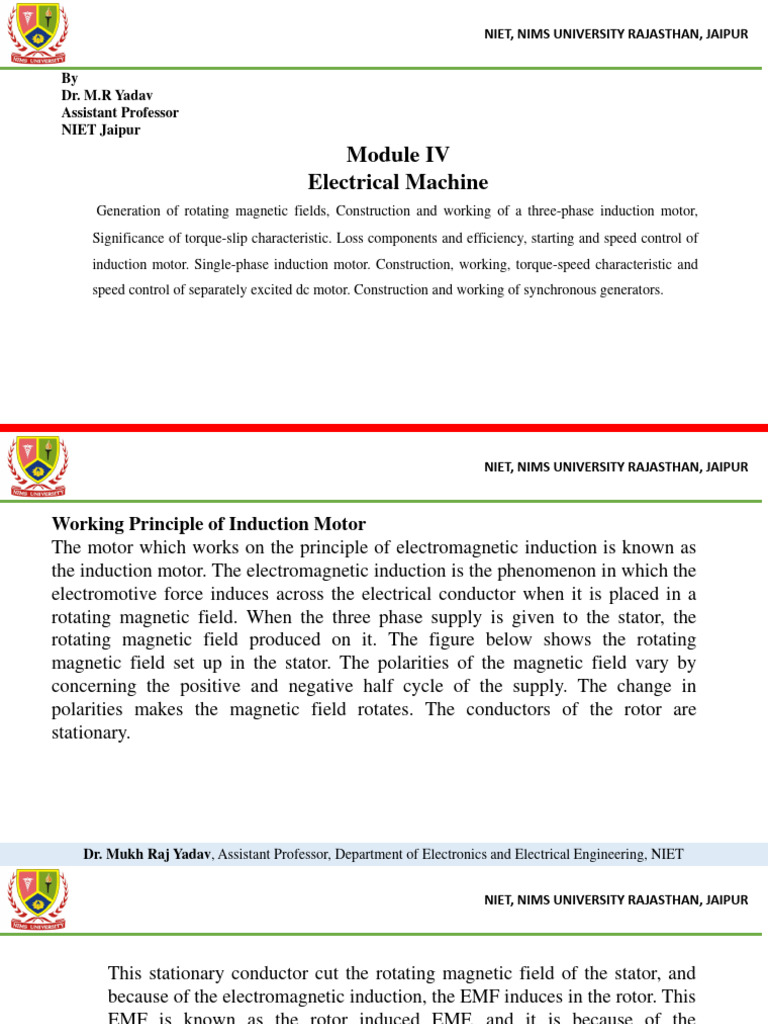 BEE Induction Motor Unit IV Lect 3 Operating Principle of IM | PDF ...