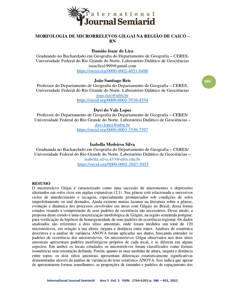 Gilgai Microrelief Morphology in The Caicó - RN Region | PDF | Mediana ...