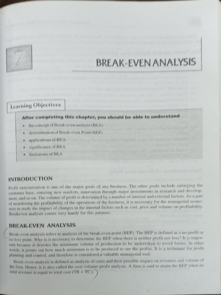 Unit 4 Break Even Analysis | PDF