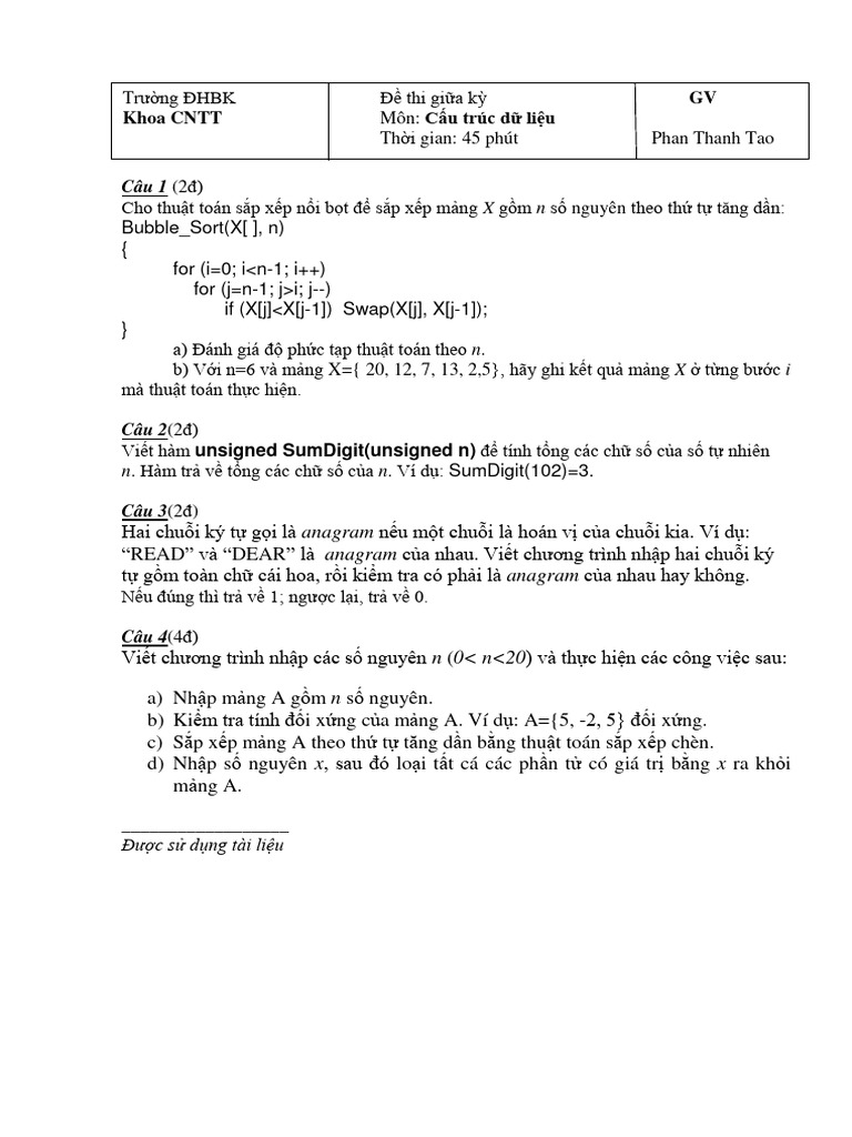 De Thi Giua Ky | PDF