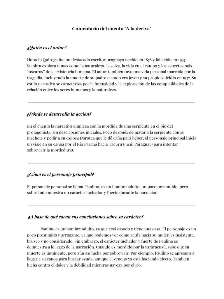 Analisis de "A la deriva" | PDF | Muerte