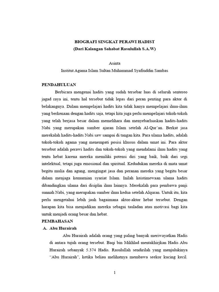 Biografi Singkat Perawi Hadis | PDF