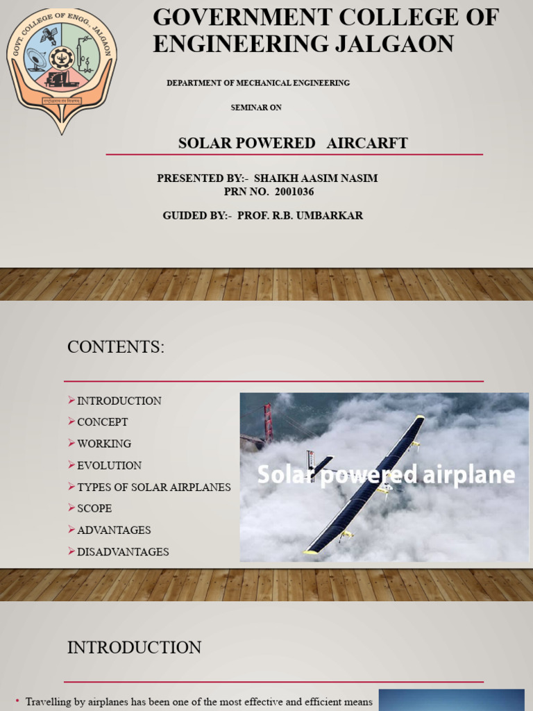 Solar Powered Aircraft | PDF | Energy Storage | Solar Power