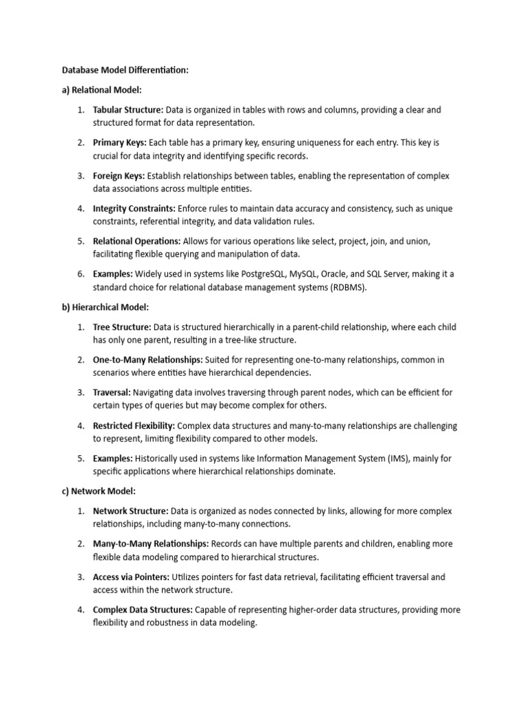 Database Model Differentiation | Download Free PDF | Relational ...