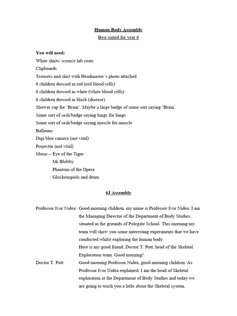 Human Body Assembly | PDF | Heart | Blood