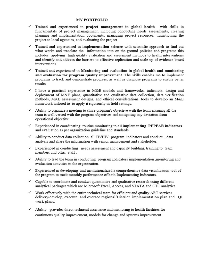 My Portfolio | PDF | Evaluation | Needs Assessment