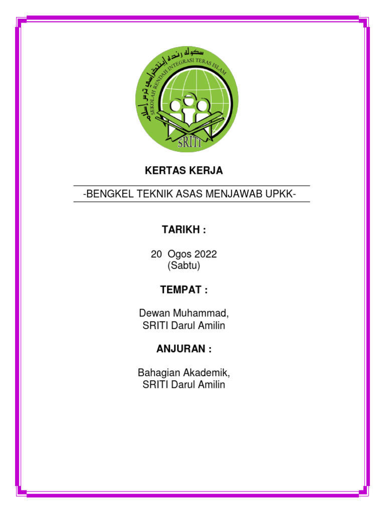 Kertas Kerja Bengkel Teknik Menjawab Upkk 2022 | PDF