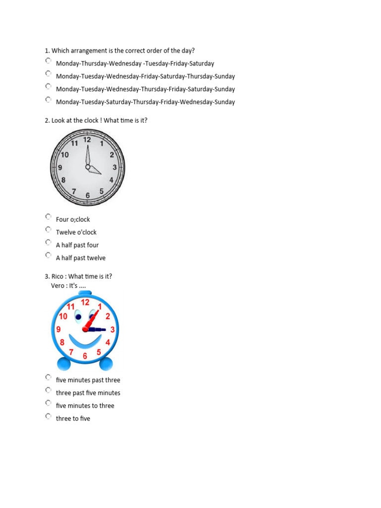 Soal Telling Time for Kelas 7 | PDF | Foreign Language Studies | Art