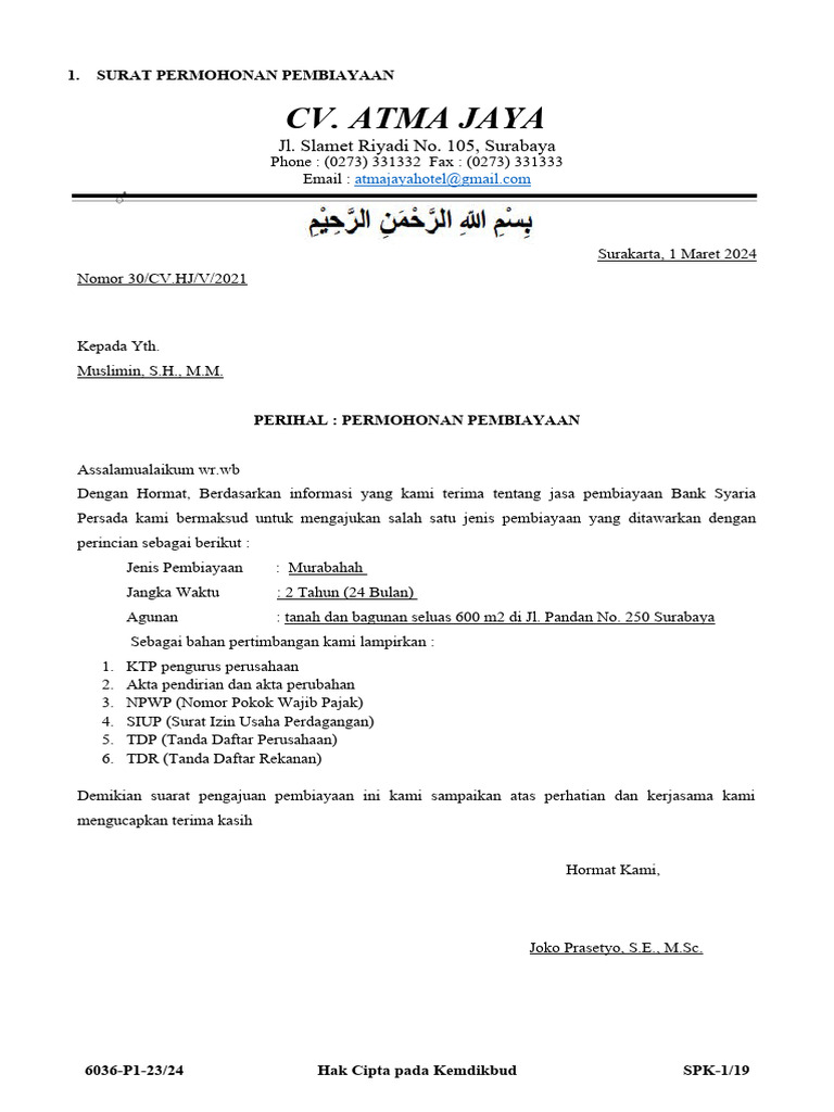 Lembar Kerja Manual Murabahah 2024 Sofiiiiiiii | PDF