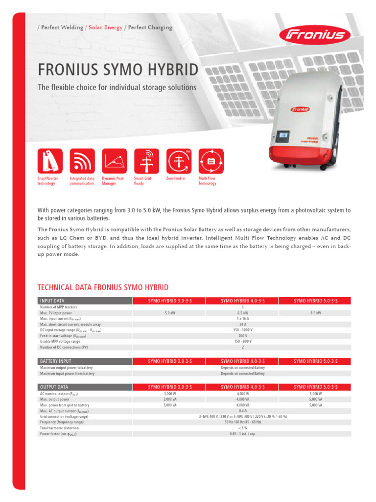 SE DS Fronius Symo Hybrid EN | PDF | Electrical Engineering | Electric ...