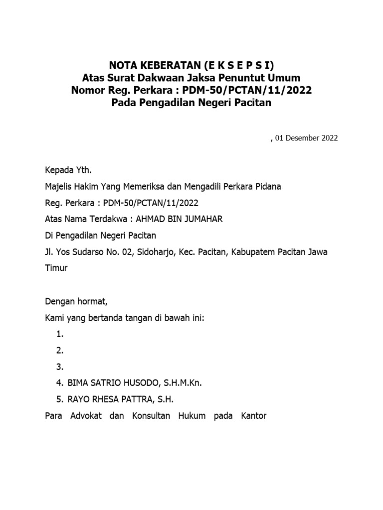 Nota Keberatan | PDF