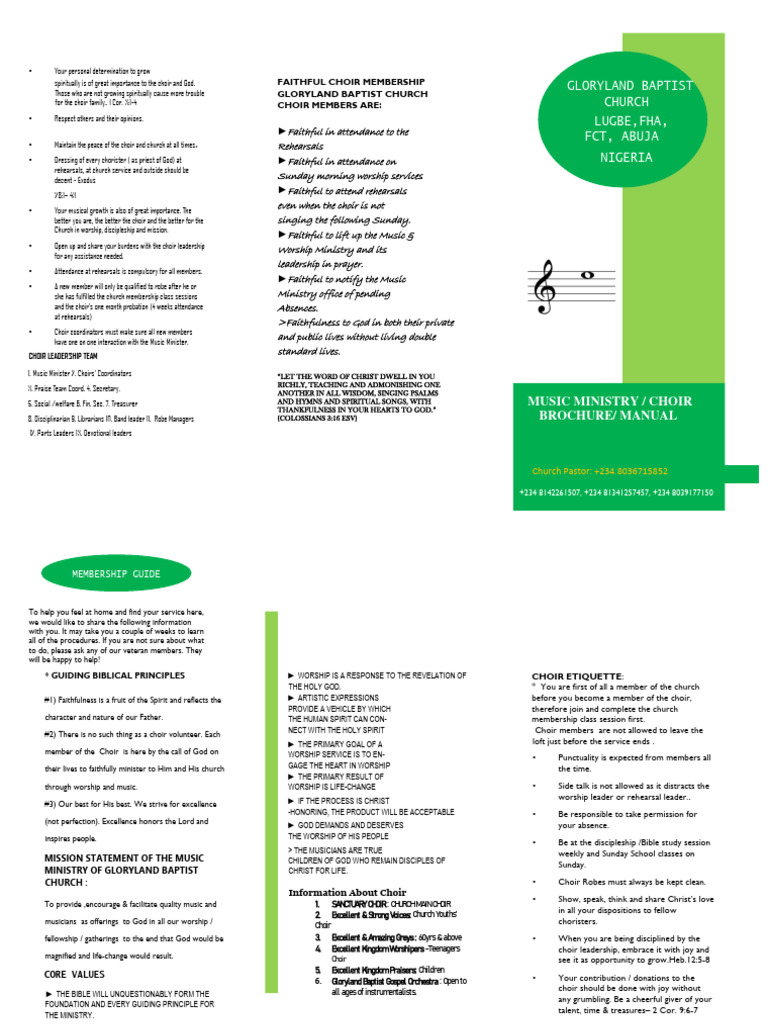 Gloryland Baptist Church Choir Brochure | Download Free PDF | Jesus ...