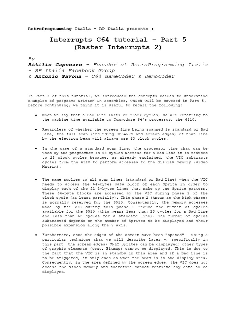 c64 Interrupts Eng Part05 | PDF | Computer Hardware | Computer Engineering