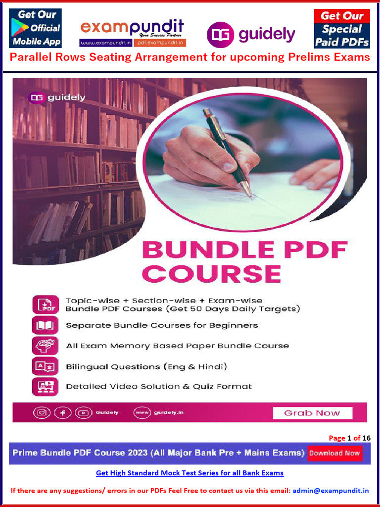 Parallel Rows Seating Arrangement Free PDF For Upcoming Prelims Exams | PDF