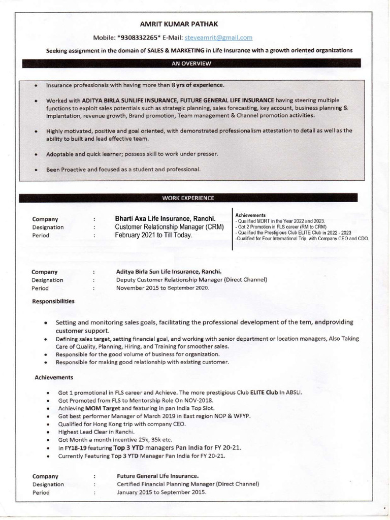 Amrit Kumar Pathak CV | PDF