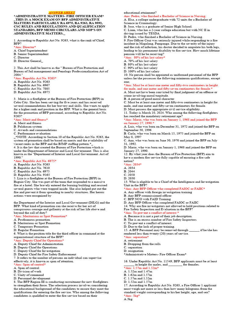 Administrative Matters-FOE | PDF | Firefighting | Firefighter