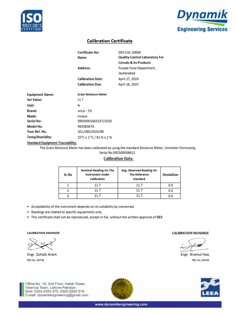 Calibration Certificate Pdf Calibration Metrology