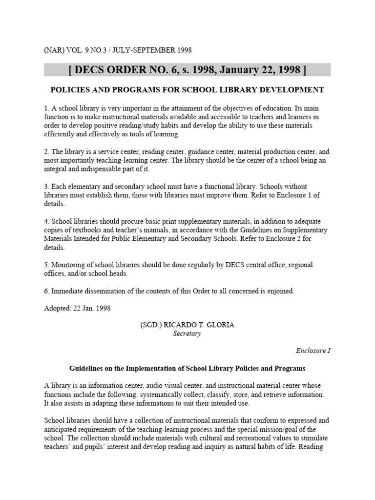 School Library Development Policies | PDF | Libraries | Librarian