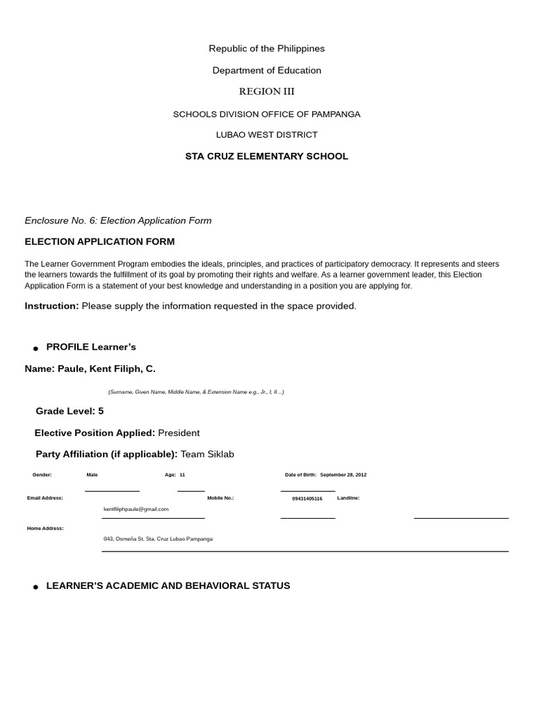 COC Certificate of Candidacy SELG 2023 | PDF | Learning