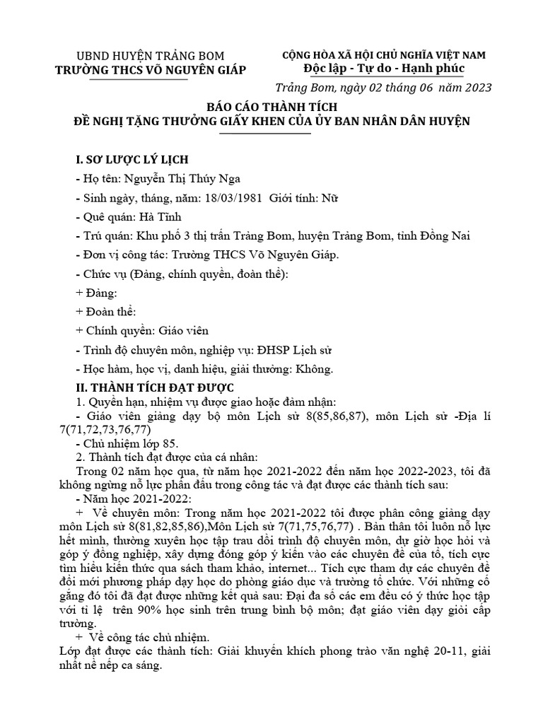 GIẤY KHEN HUYỆN (Thúy nga mới nhất) | PDF