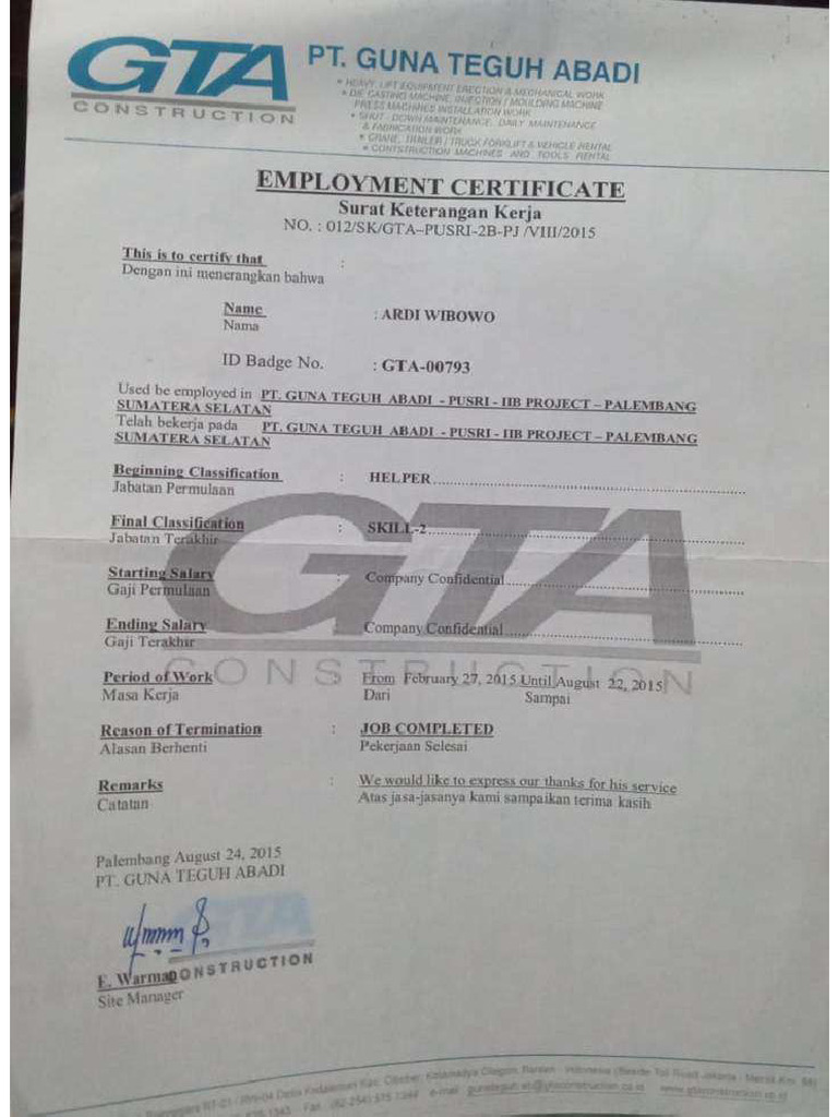 Paklaring Ardi | PDF