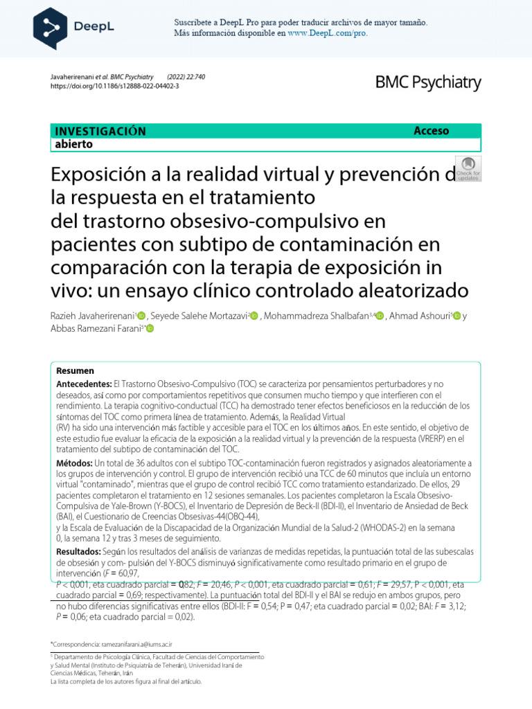 Paper OCD treatment 1 es | PDF | Terapia de conducta cognitiva ...