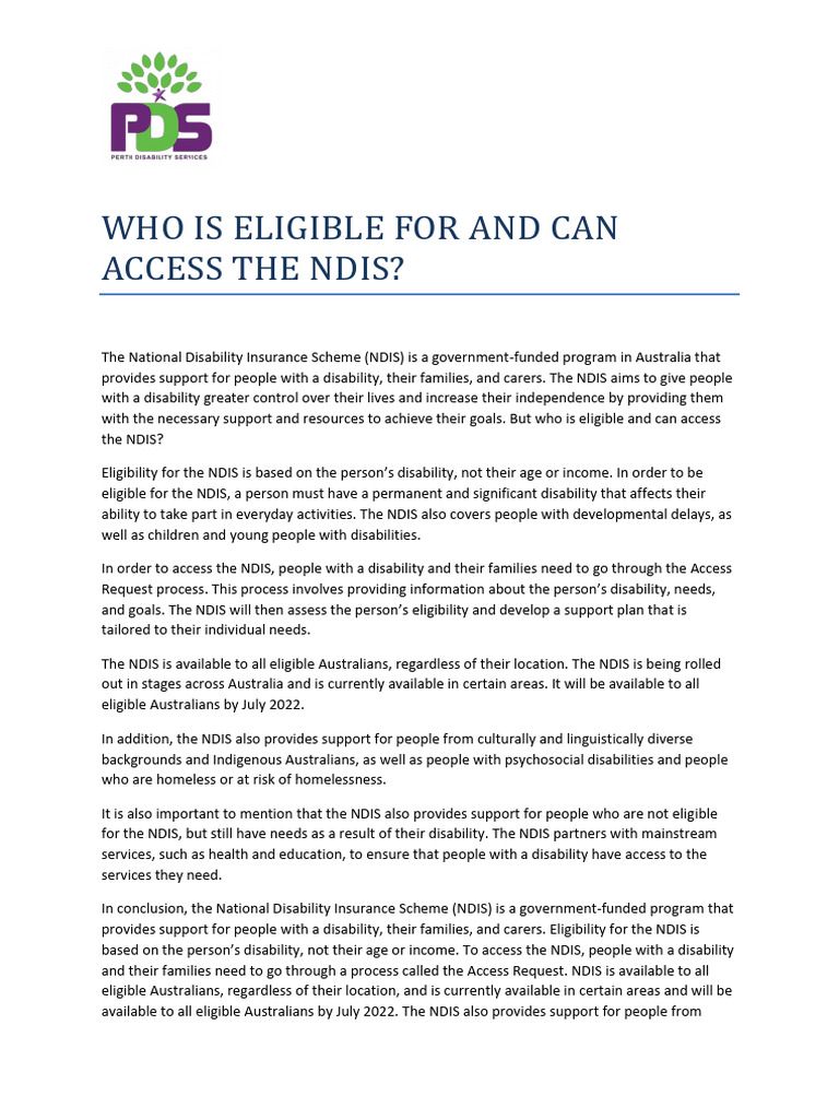 NDIS Eligibility and Access Guide | PDF | Health Care | Disability