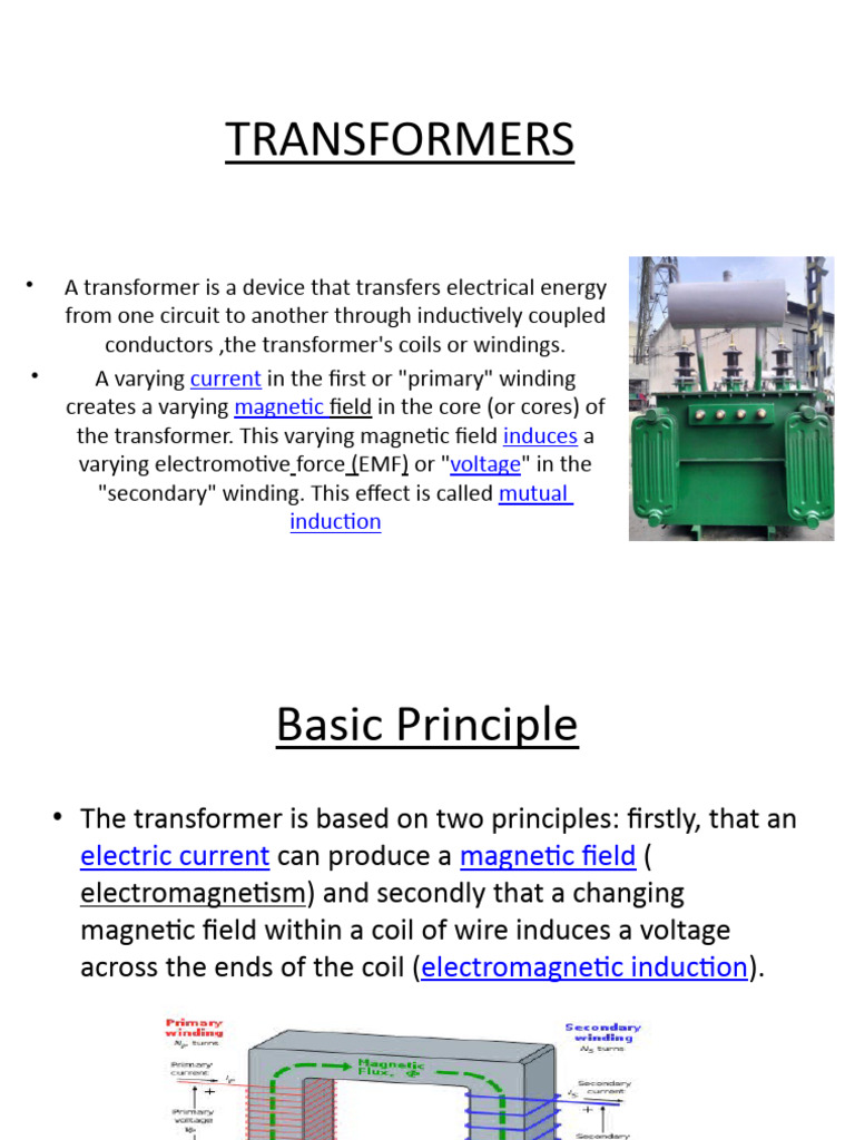 Transformers Presentation | PDF | Transformer | Electromagnetic Induction