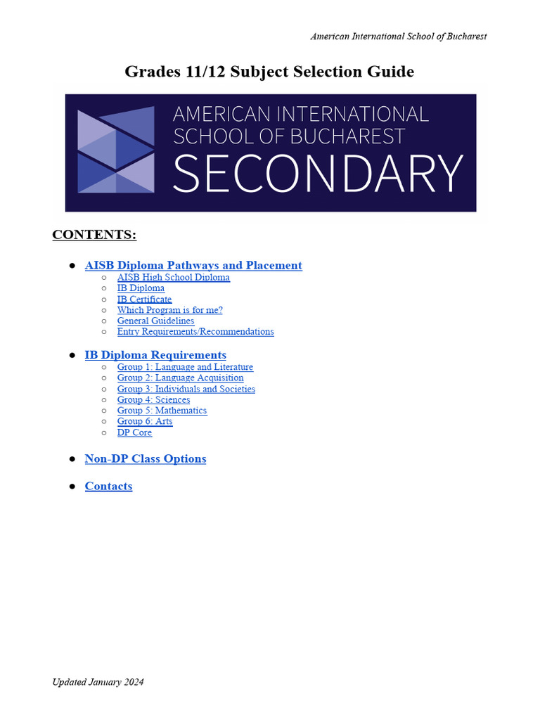 Grades 11 - 12 Subject Selection Guide | PDF | High School Diploma