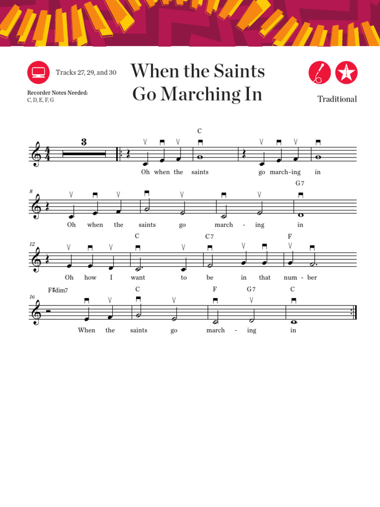 LU-Orchestra-Swings-When-the-Saints-Singing-Recorder-Sheet-Music | PDF