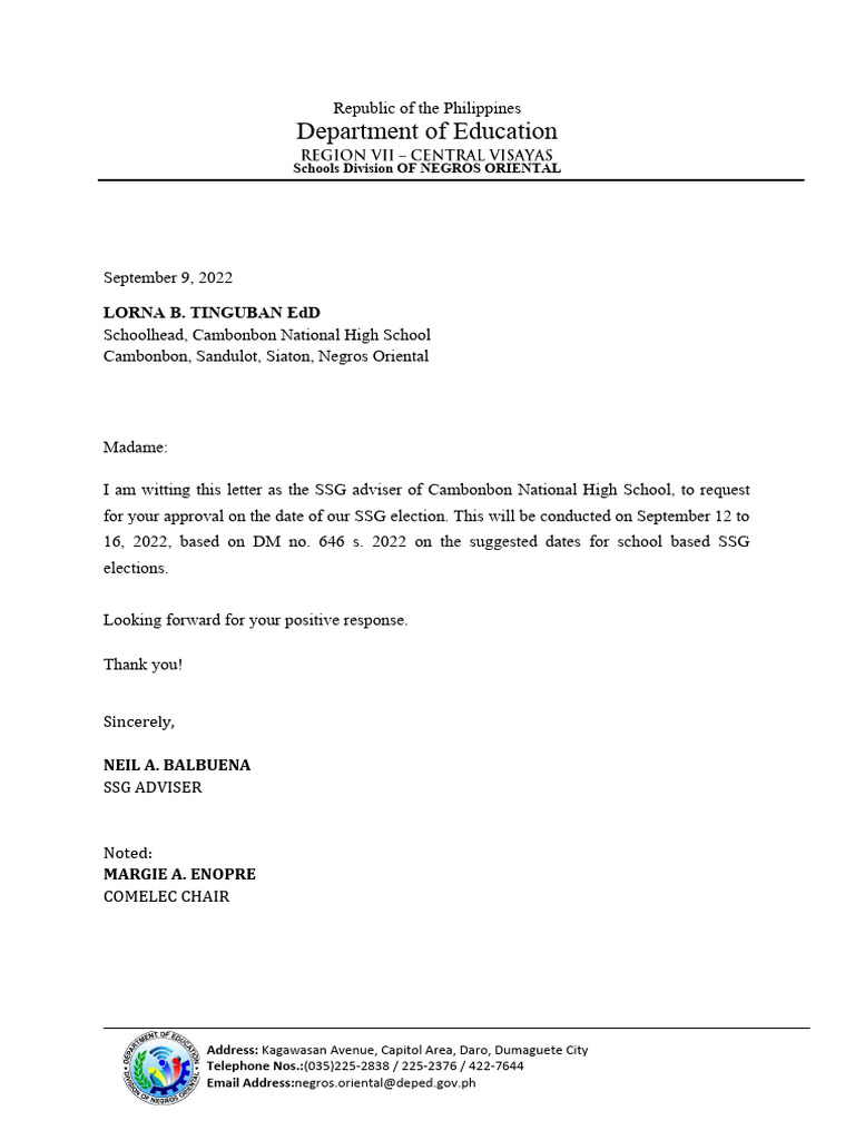 Request for SSG Election Approval | PDF