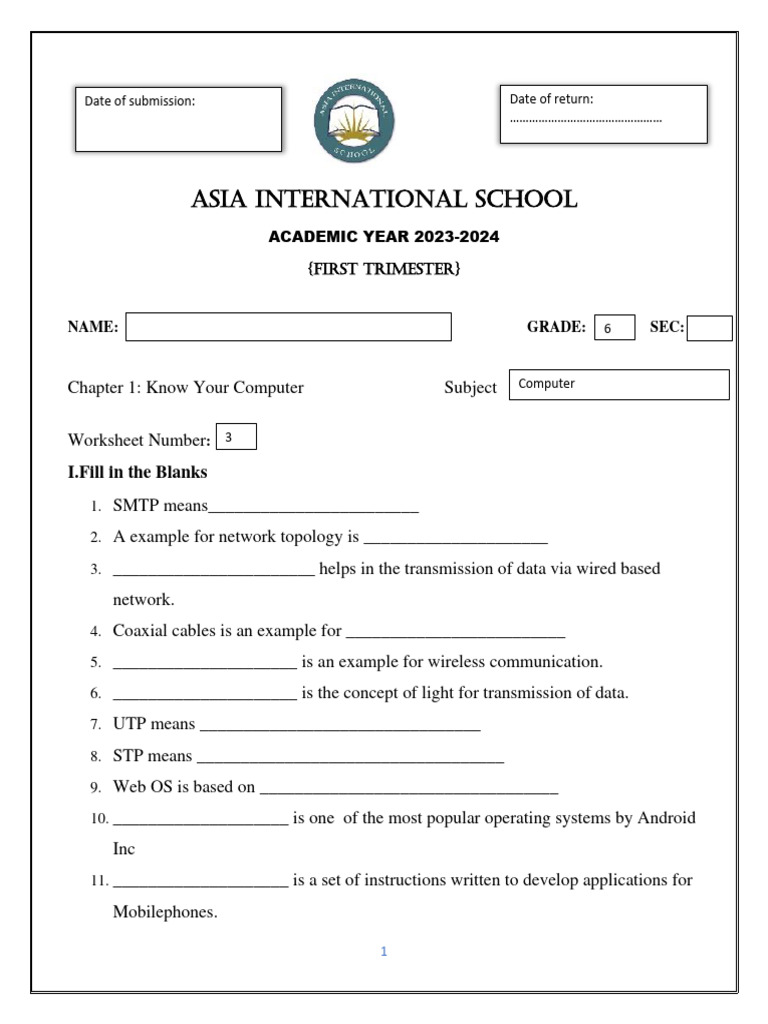 GRADE 6 Comp - Chap1 - WS3 | PDF | Application Software | Android ...