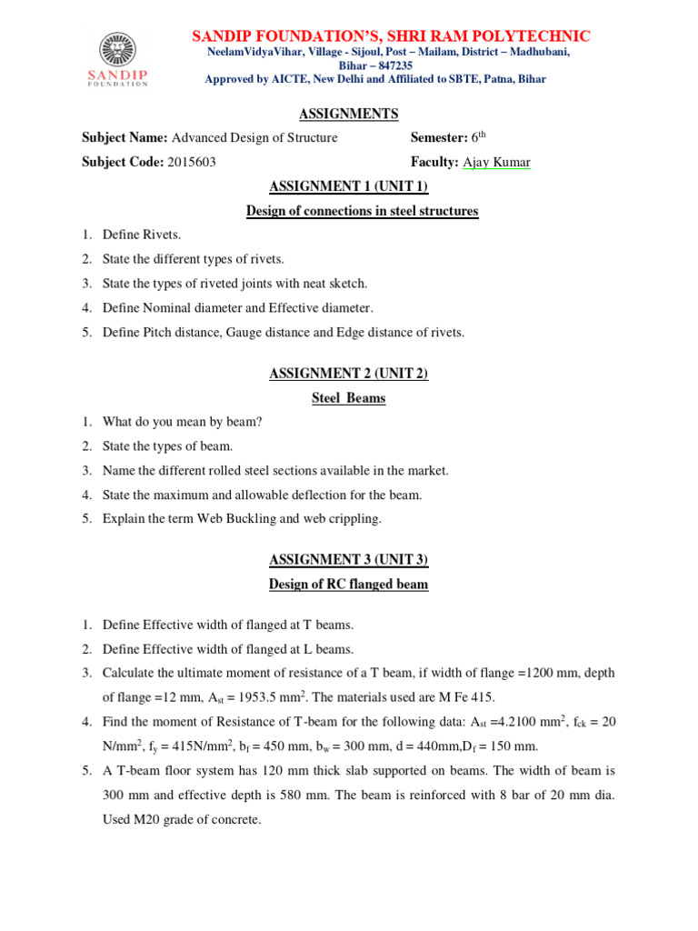 Assignment(ADS) | PDF | Column | Beam (Structure)