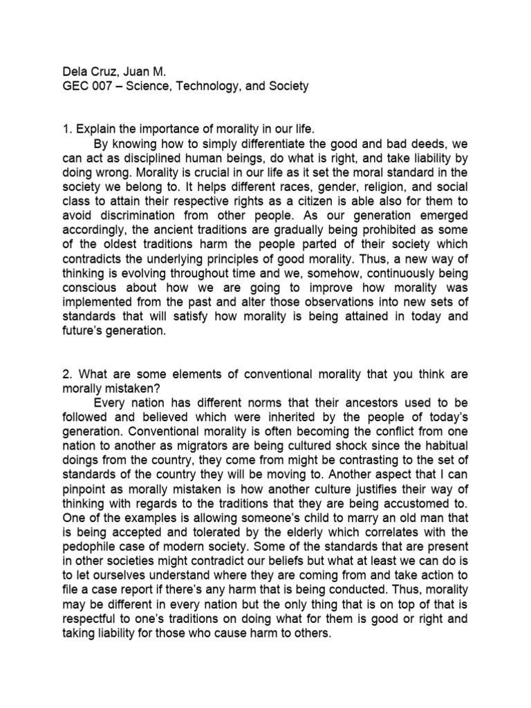 Gec 007 - Science, Technology, and Society - Sample Assignment | PDF | Morality | Divine Command ...