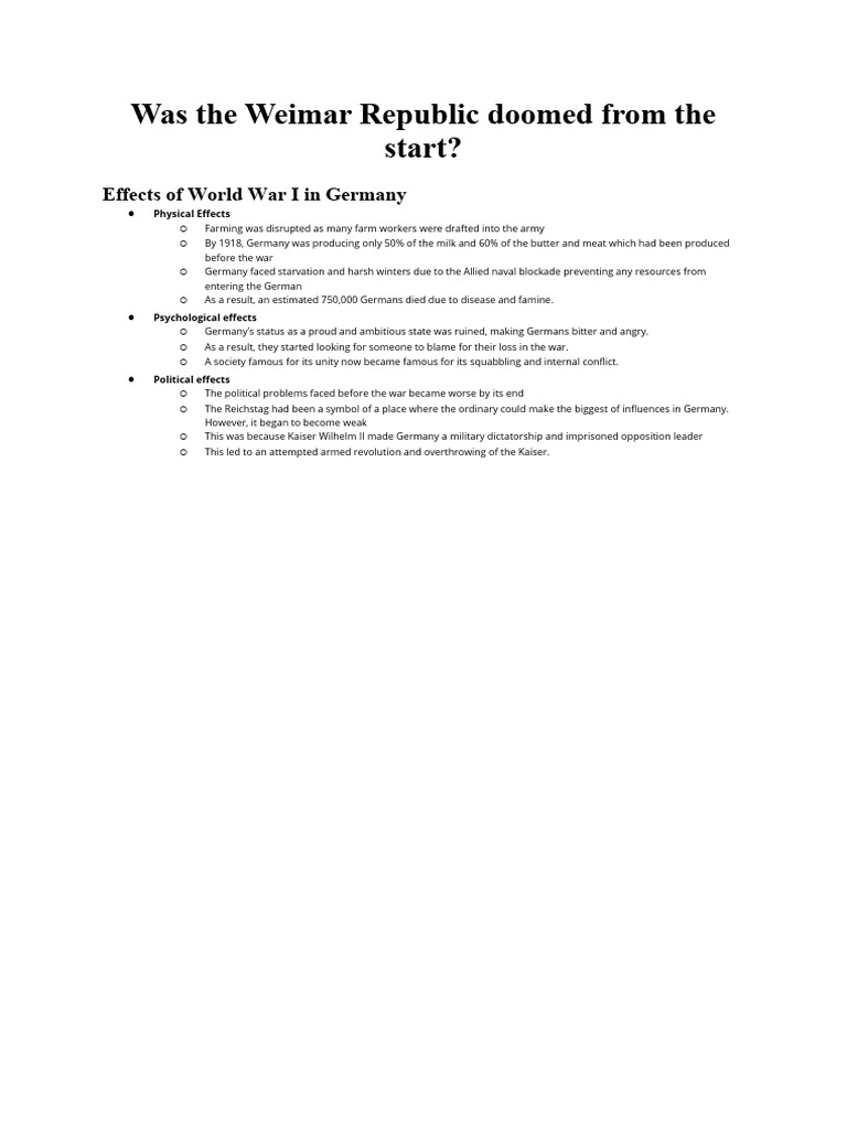 Germany Sections A & B Summary Notes | PDF | Weimar Republic | Adolf Hitler