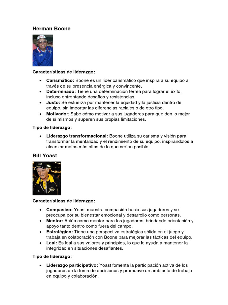 Liderazgo de Herman Boone y Bill Yoast | PDF