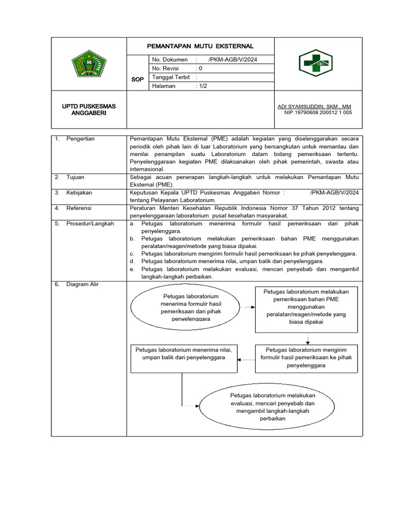 SOP Pemantapan Mutu Eksternal | PDF