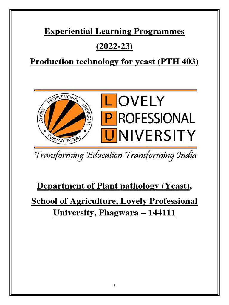 Elp Report PTH403 | PDF | Yeast | Biotechnology