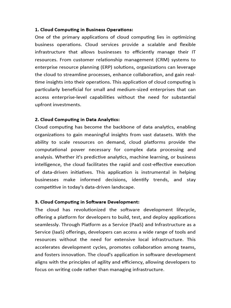 Cloud Computing in Business Operations | PDF