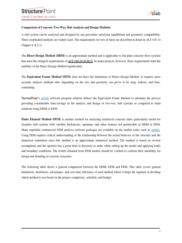 Comparison of Concrete Two Way Slab Analysis Design Methods | PDF ...