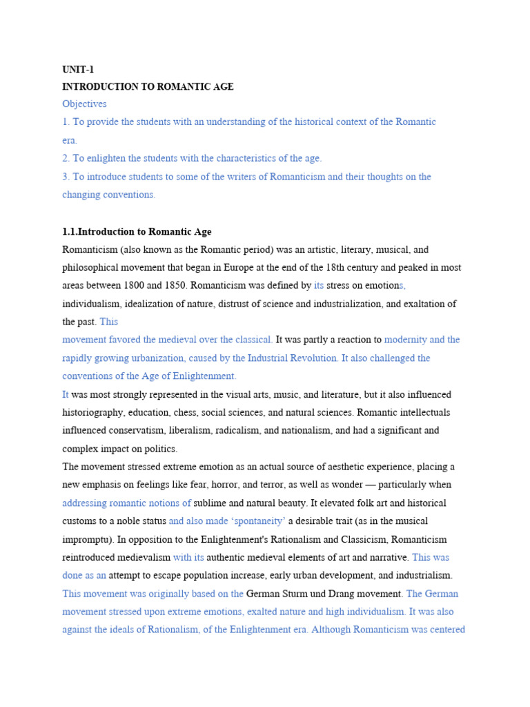 Intro To Romanticism | PDF | Romanticism | Poetry