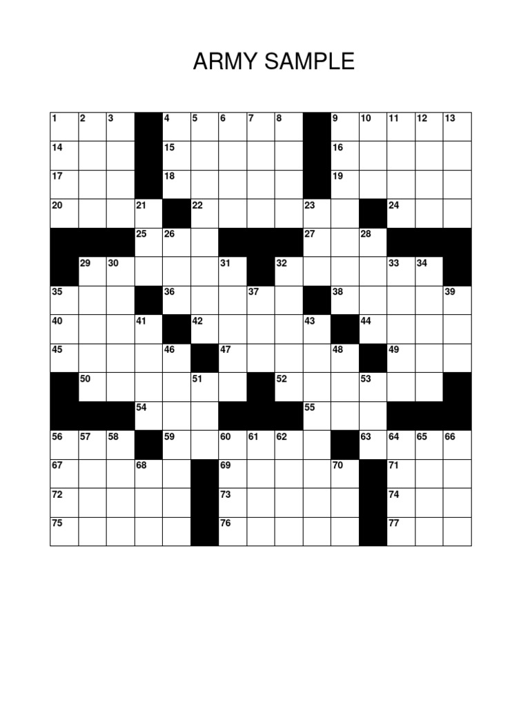 Army-Sample LP-STD Crossword | PDF | United States Army | Military