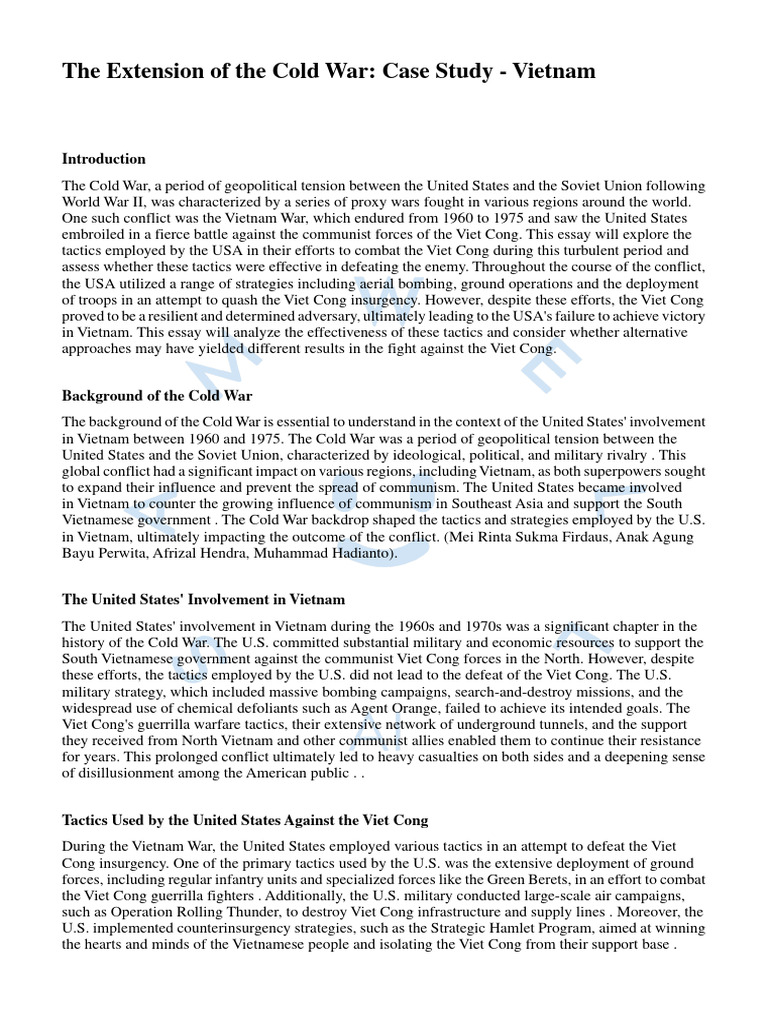 Cold War Tactics in Vietnam War | PDF | Vietnam War | Viet Cong