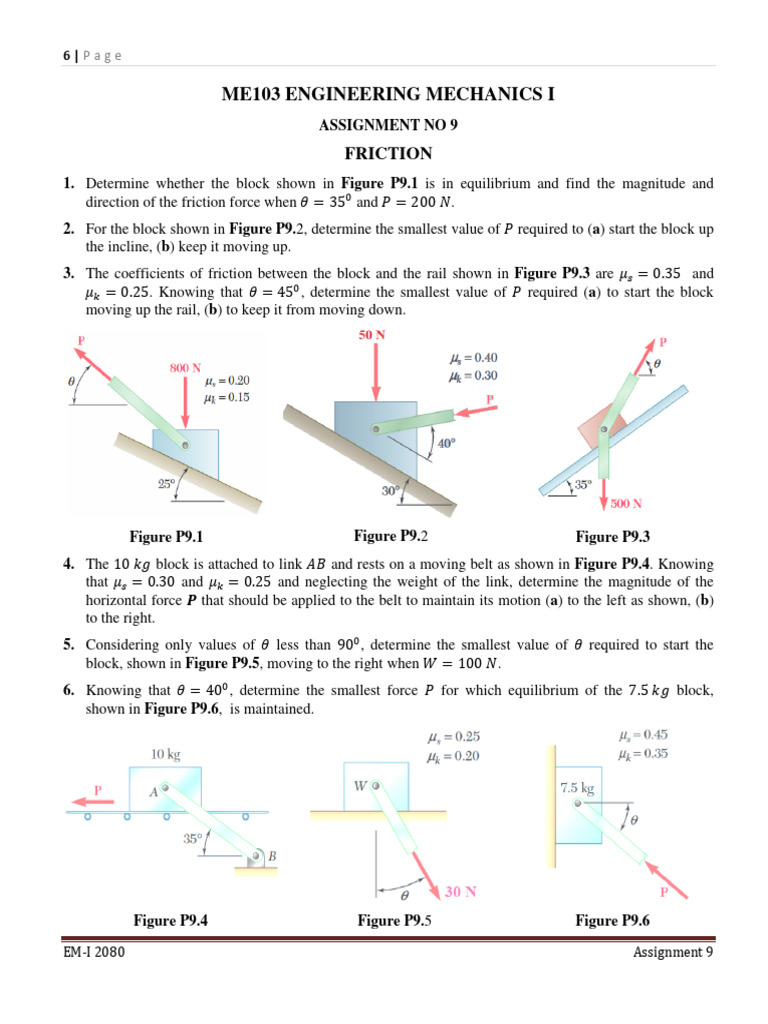 Assignment 09A | PDF | Force | Friction