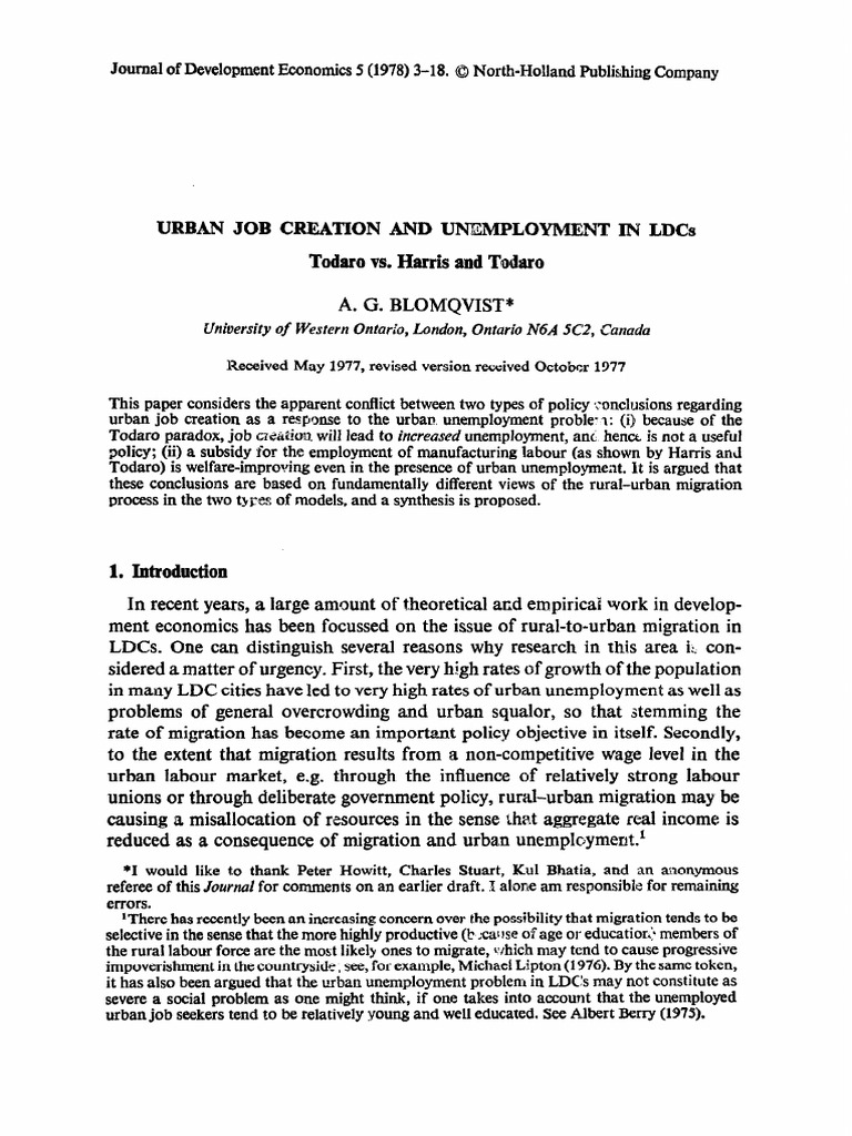 Todaro Vs Harris and Todaro | PDF | Labour Economics | Unemployment