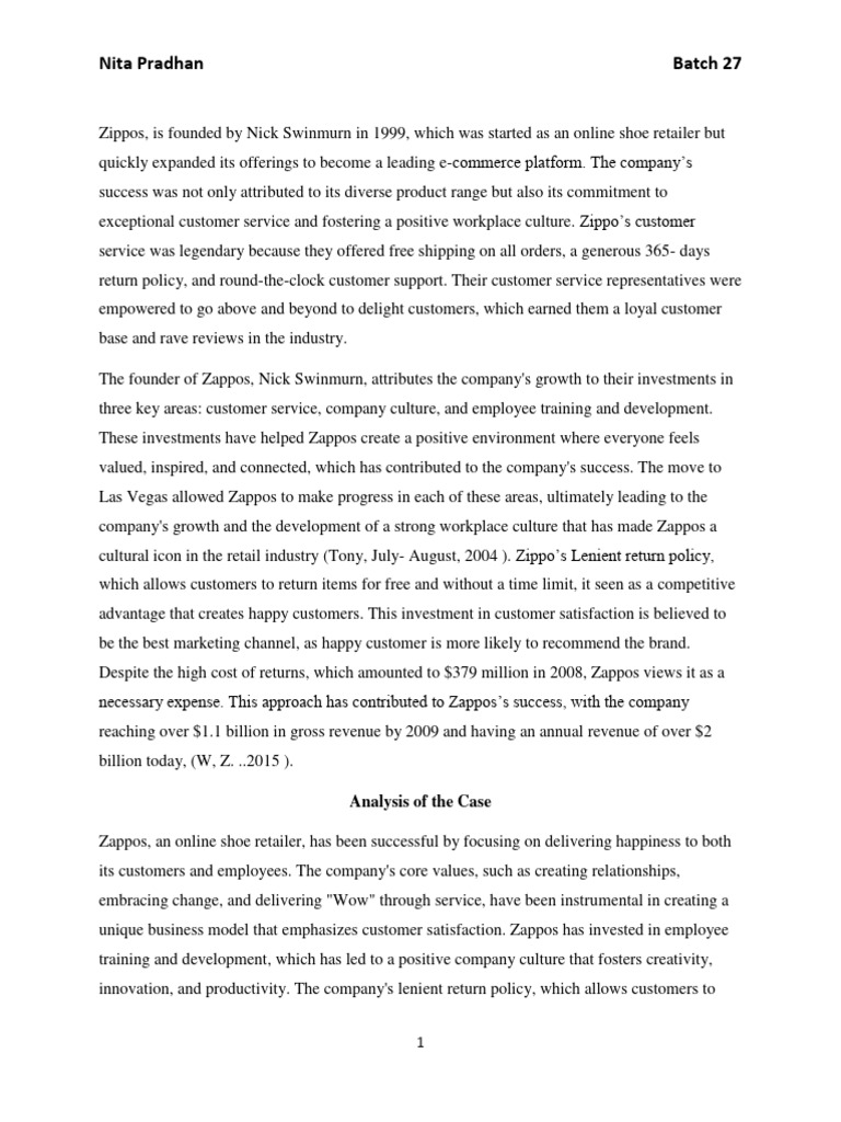 Case Study Zippos | Download Free PDF | Zappos | Marketing