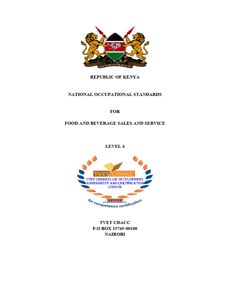 OS For F&B Sales & Service Manager Level 4 | Download Free PDF ...