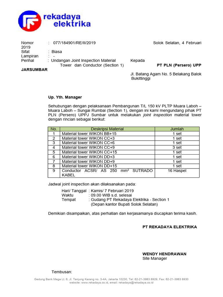 Surat Undangan Joint Inspection | PDF